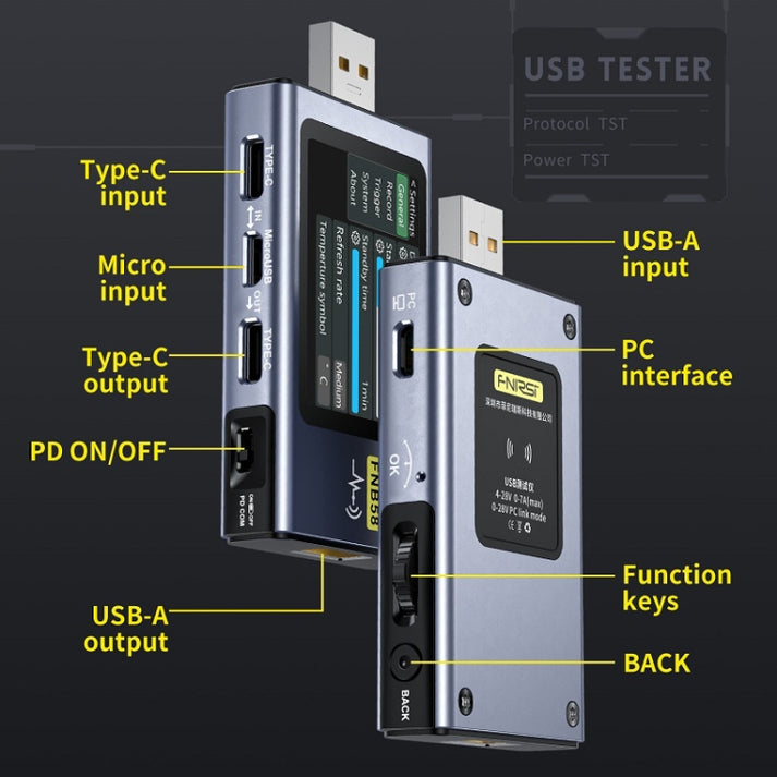 FNIRSI FNB58 USB Voltage Ammeter TYPE-C Fast Charge Power Tester ...