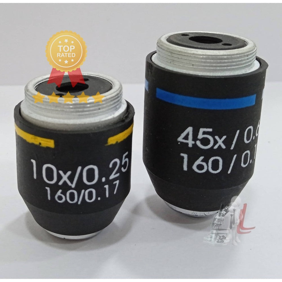 MICROSCOPE 10x and 45X OBJECTIVES LENSE MICROSCOPE AND MICROSCOPE LENSE ...